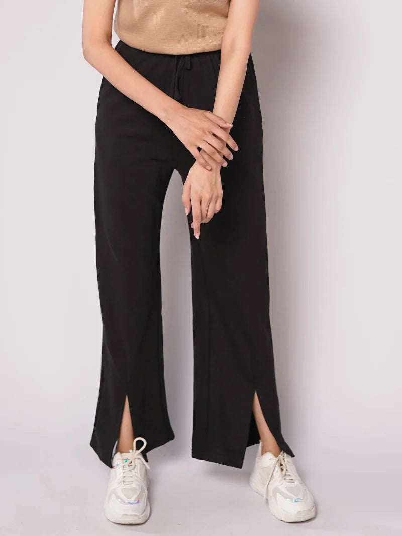D600 - Black Wide Leg Slit Trousers – Denim600