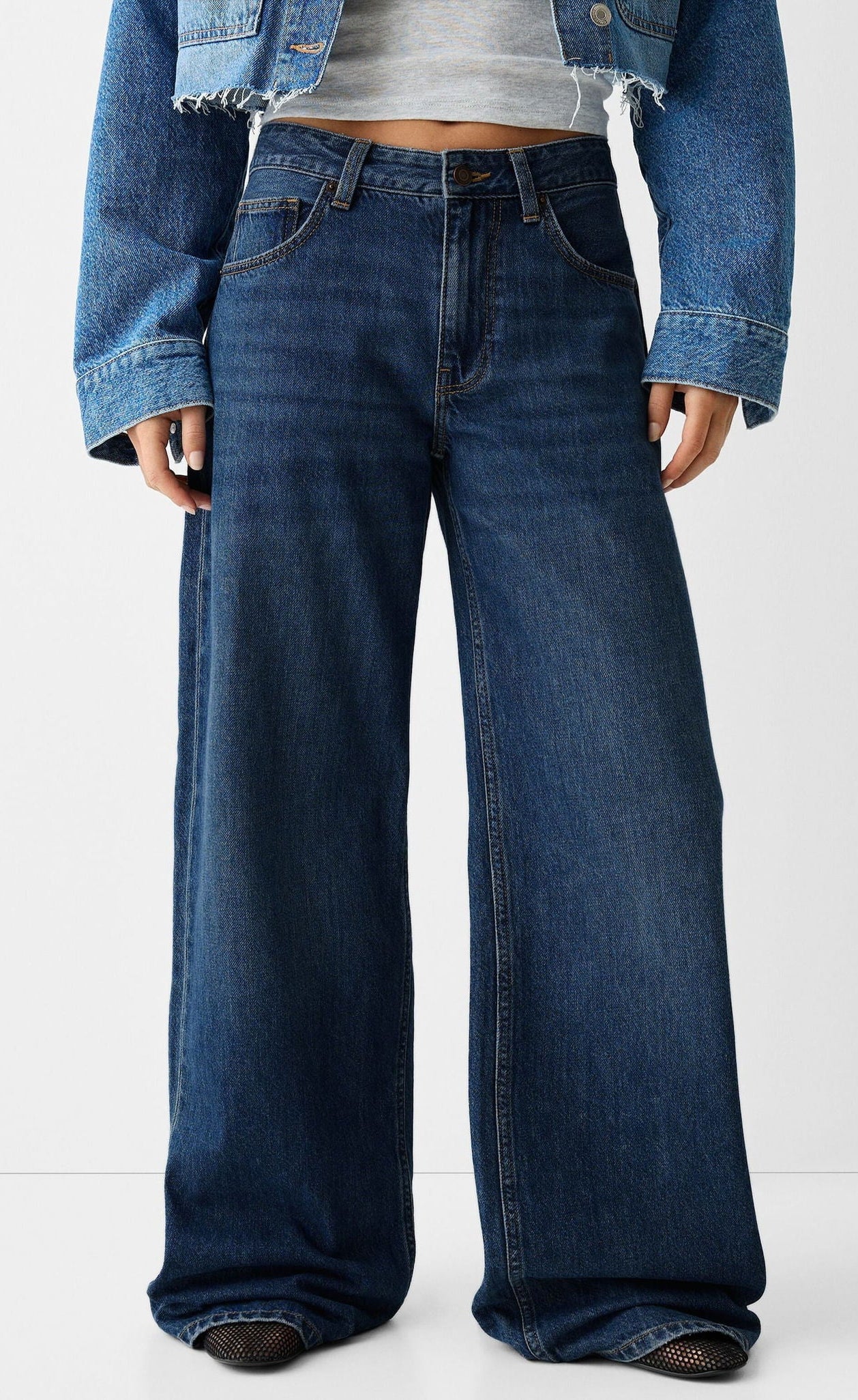 D600 High Waist Wide Leg Jeans | Dark Blue Wisker – Denim600